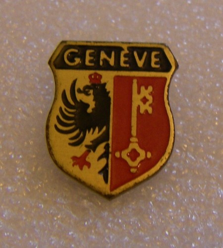 BROCHE ANCIENNE BLASON GENEVE GENEVA GENF COAT OF ARMS PIN ARMOIRIES ...