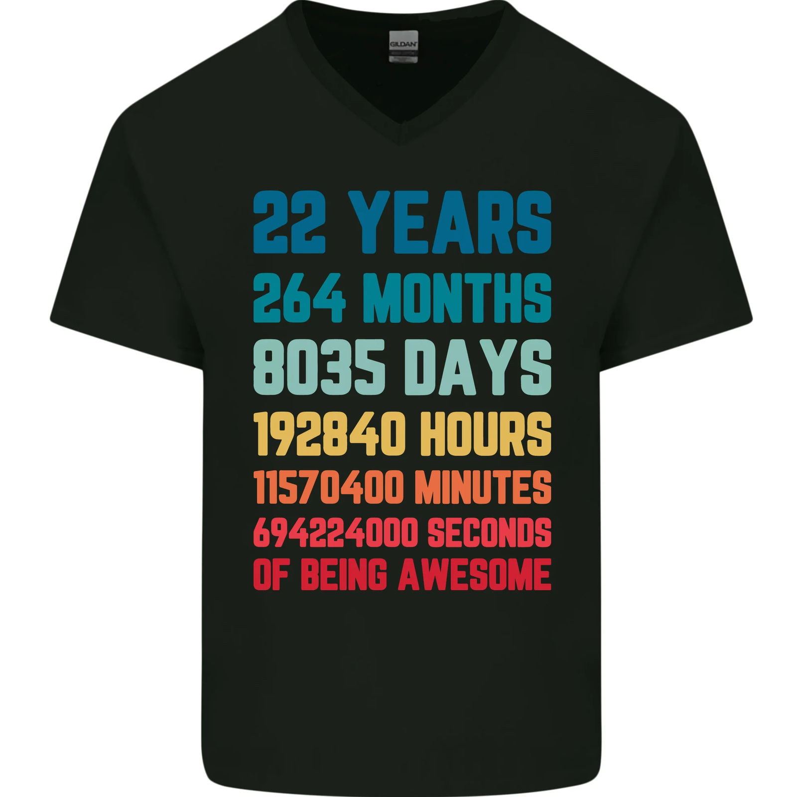 22nd Birthday 22 Year Old Mens V-Neck Cotton T-Shirt | eBay
