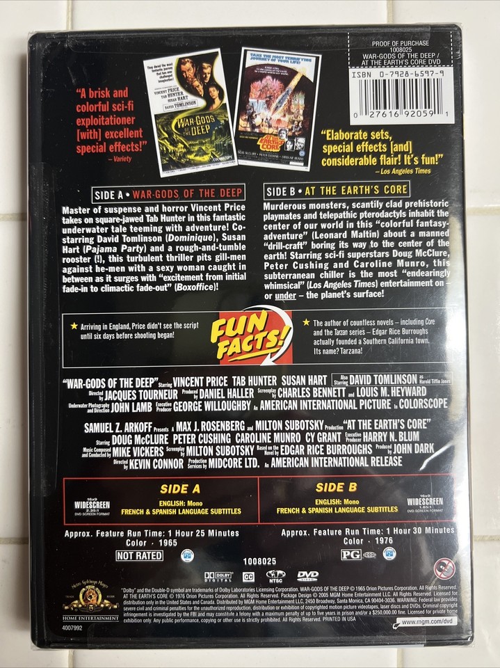 War-Gods of the Deep/At the Earths Core DVD Midnite Movies New Sealed ...