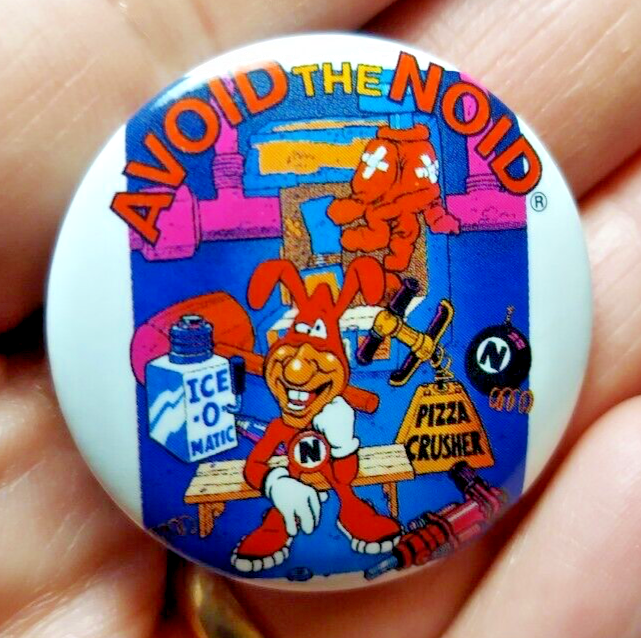 Vintage 1987 Domino's Pizza AVOID THE NOID Button up Pin Crusher Pizza ...