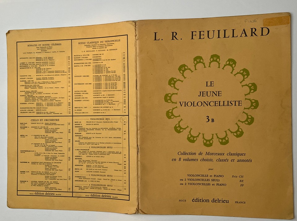 The Young Cellist French Edition VOL 3B Louis R FEUILLARD Piano ...