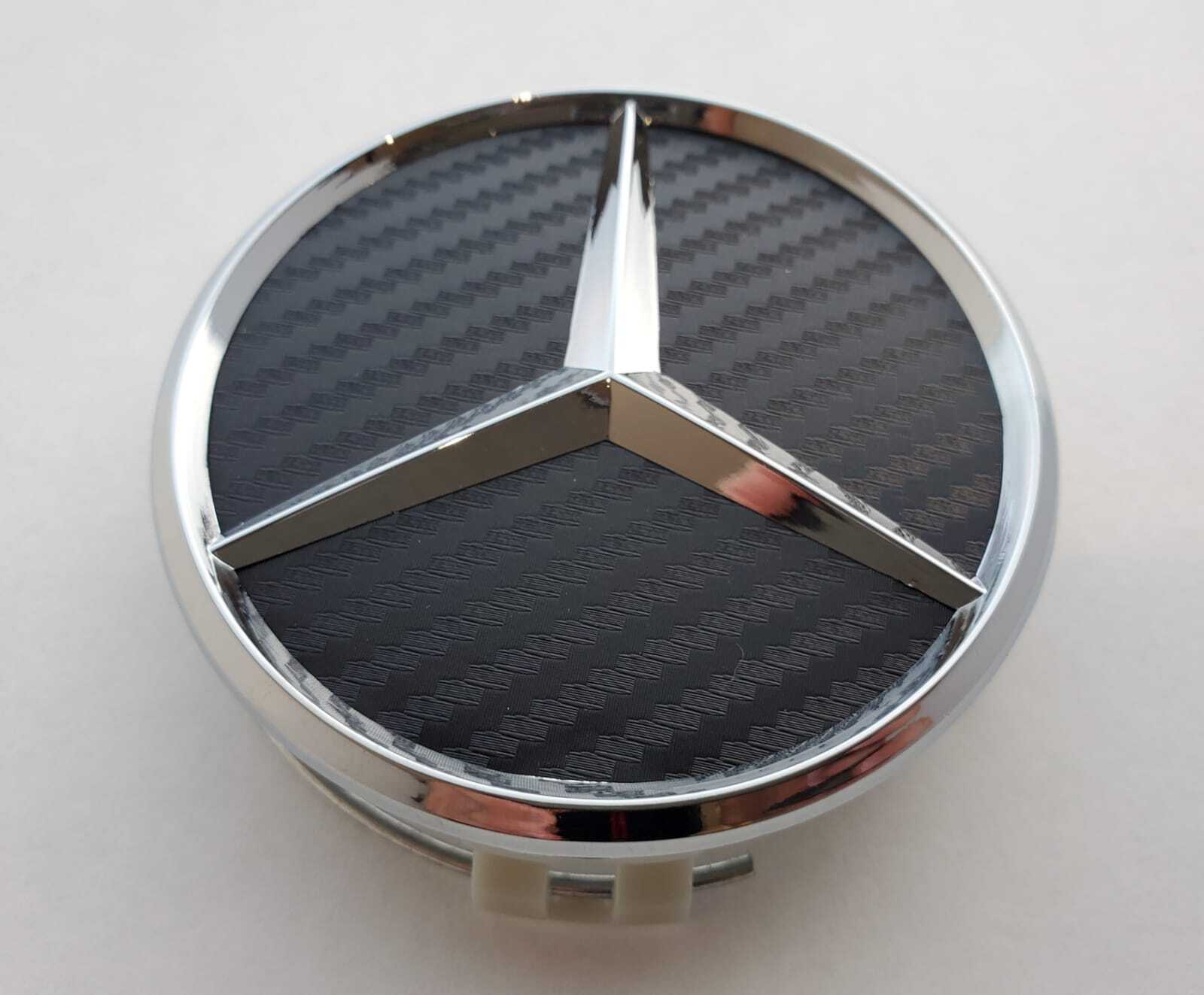 Set of 4 Mercedes Benz Center Caps Carbon Black 2.95 Inch/75mm Fits ...