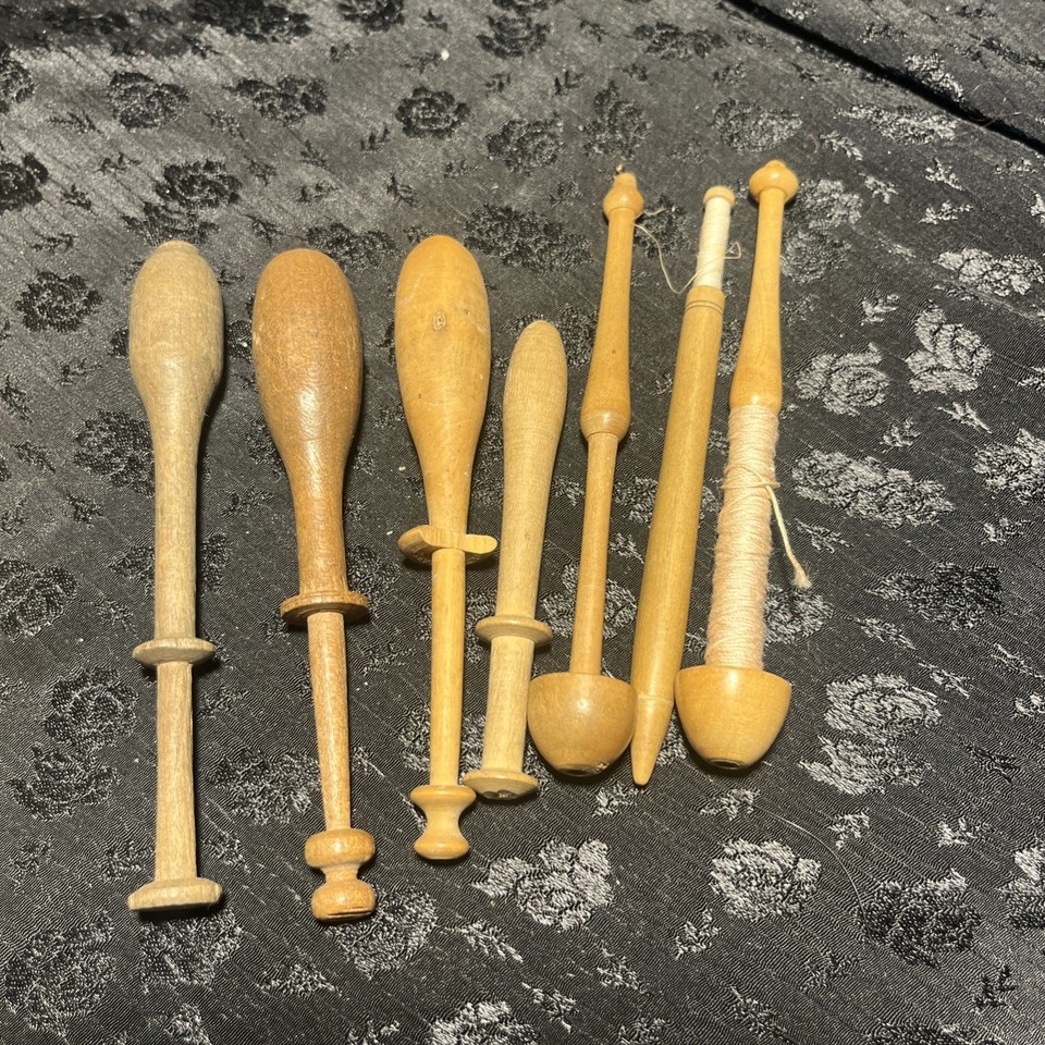 Vintage wooden belgian lace bobbin set of 12 pieces handmade spools | eBay