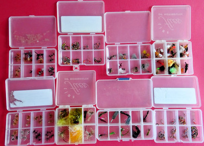8 SMALL FISHING LURE BOXES + LARGE COLLECTION OF ARTIFICIAL TROUT FLIES ...