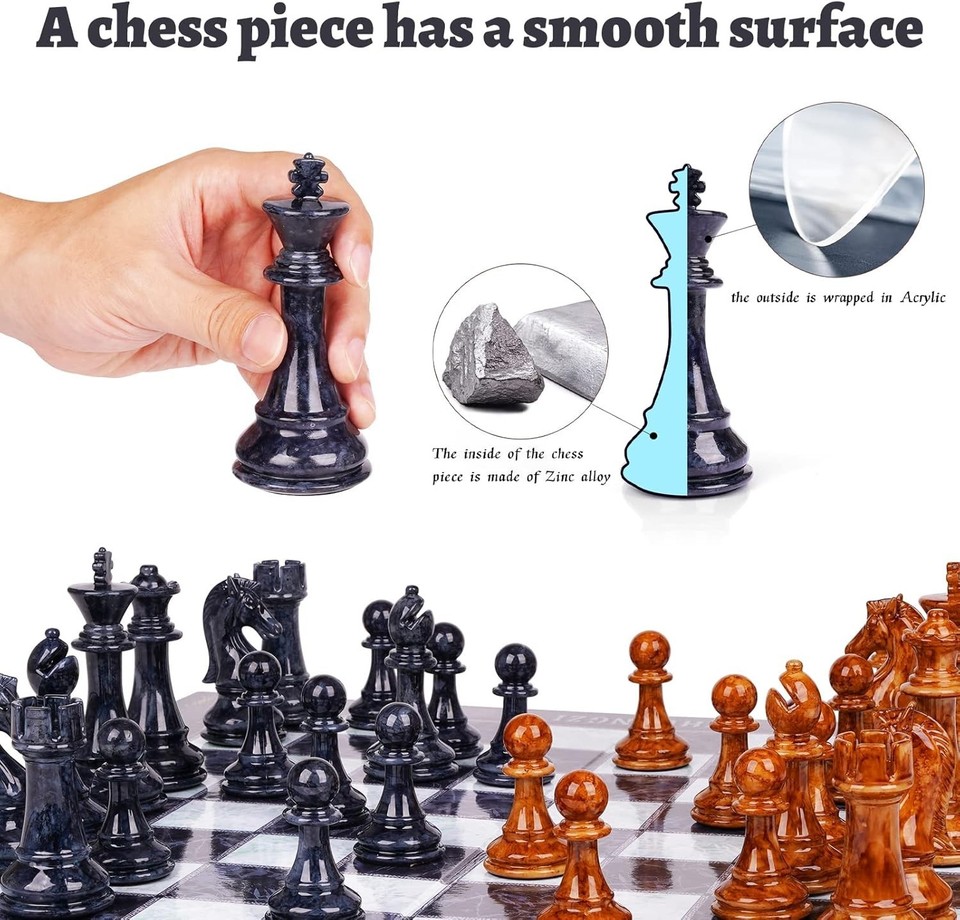 18.5" Large Chess Set for Adults Kids with Zinc Alloy Heavy Chess ...