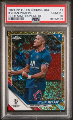 2021 Topps Chrome Uefa Kylian Mbappe Gold Mini Diamond Ref. #1 PSA 10 ...