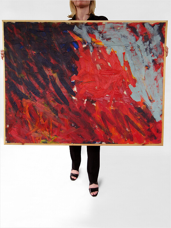 1959 SIGNED LUFKIN MID/CENTURY POST-WAR ABSTRACT EXPRESSIONISM ART OIL ...