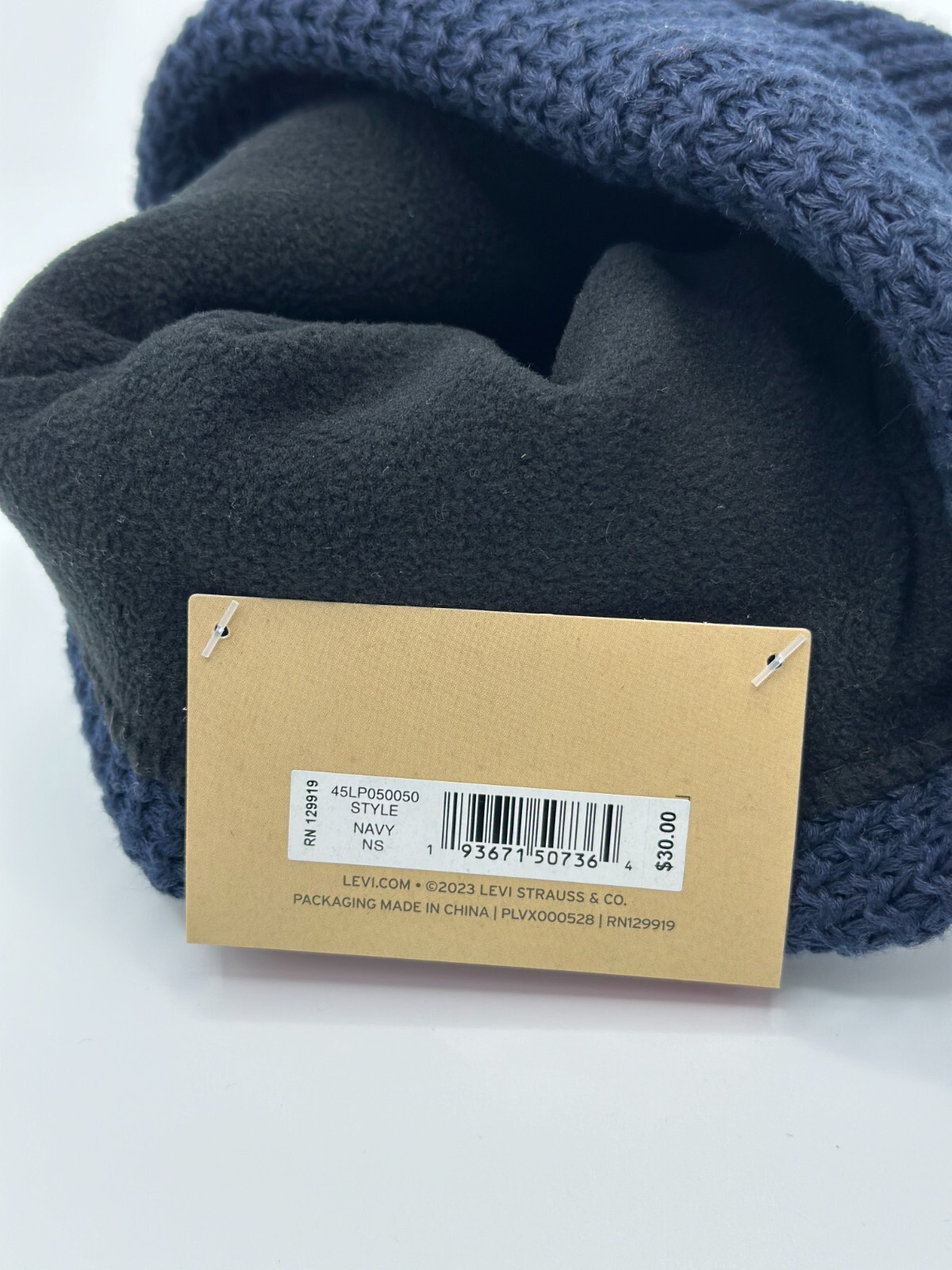 Levi's Beanie OSFM Fleece Lined For Warmth Navy Blue Skully Hat Cap One ...
