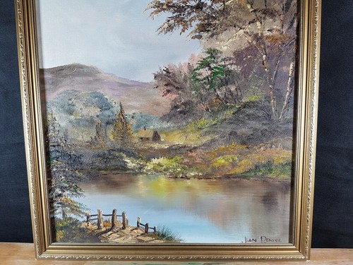 SPECTACULAR - JEAN RENNIE - OIL PAINTING ON BOARD LAKESIDE LANDSCAPE ...