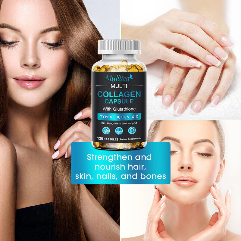 100% Natural Multi Collagen Capsules Anti Aging Skin Collagen Pills 60 ...