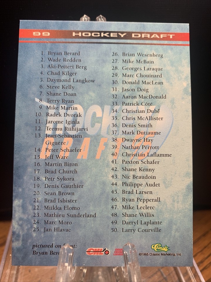 1995 Classic Draft Checklist Bryan Berard #99 | eBay