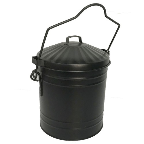 Ash Carrier Box w/ Lid Galvanised Metal can Hot Fireplace Tidy Bucket ...