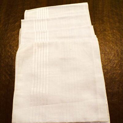 Mens White Cotton Handkerchiefs Set Of 3 With Subtle Striped Pattern ...
