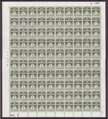 p6053/ Denmark MNH 1öre Sheet (L146) w/Sava Double impression Variety ...