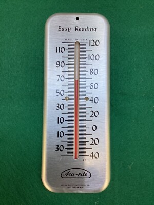 Vintage Acu-Rite Easy Reading Wall Thermometer Metal Inset Thermometer ...