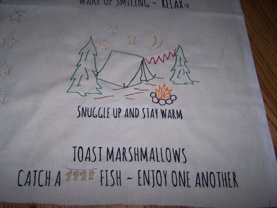 Embroidered Camping Panel & Sayings To Quilt Or Frame | eBay