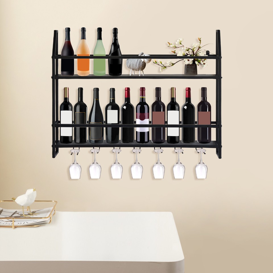 Wall Mounted Wine Glass Storage Rack Wine Rack Bottle Holder Bar Wine ...