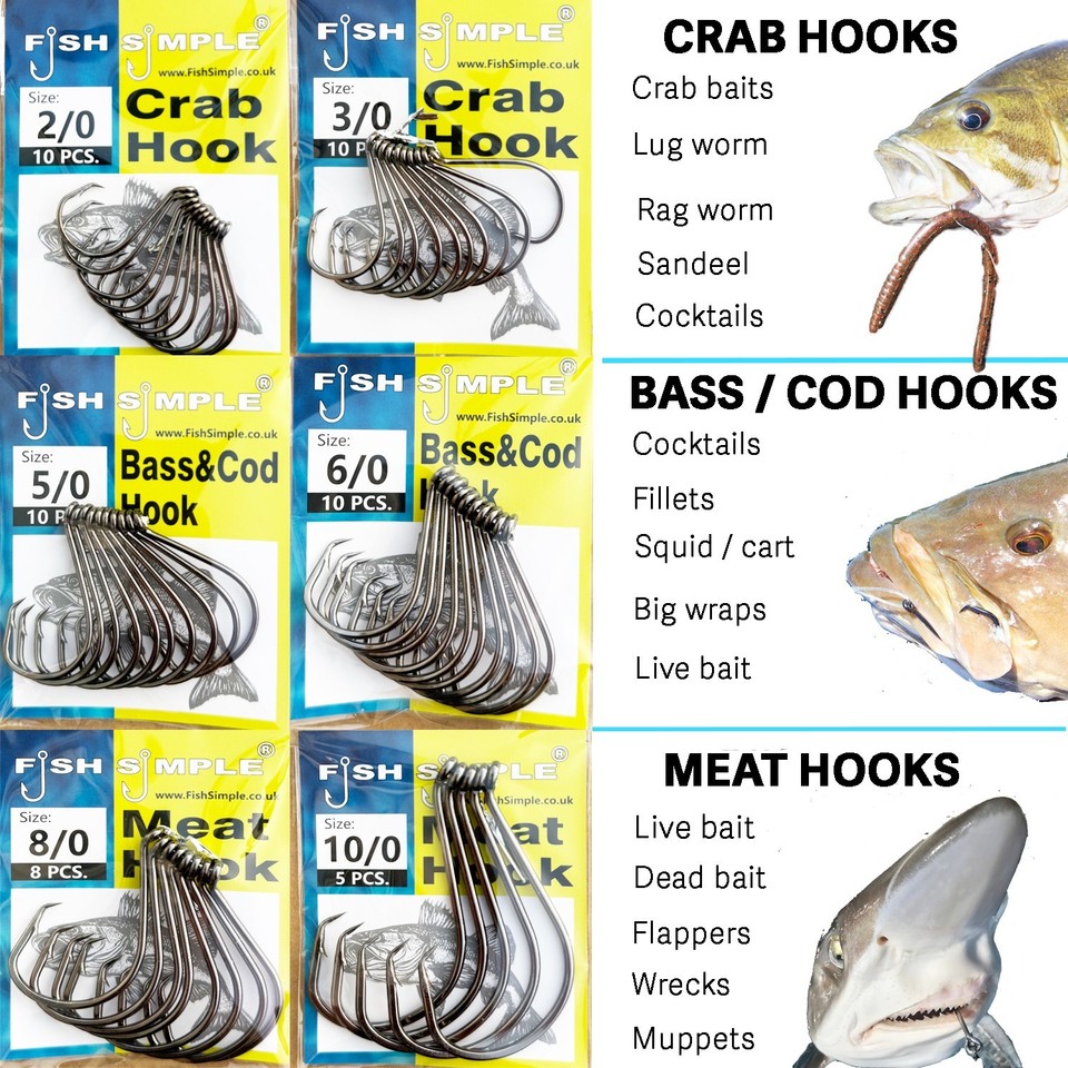 High quality Sea Fishing Hooks 2/0 3/0 5/0 6/0 8/0 10/0 Crab Bass Cod ...