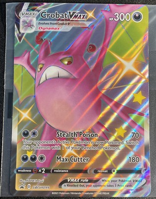 Pokemon TCG - JUMBO Shiny Crobat VMAX Oversized Card SWSH099 Black Star ...