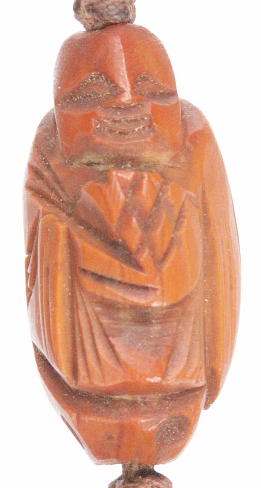 Antique Chinese Hand Carved Hediao Nut Pit Beads Carved Wooden Basket ...