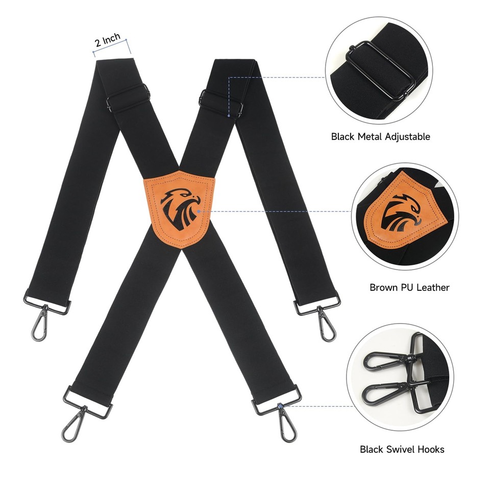 MANOSIM 2 Inch Men's Suspenders - Heavy Duty Work Suspenders with ...