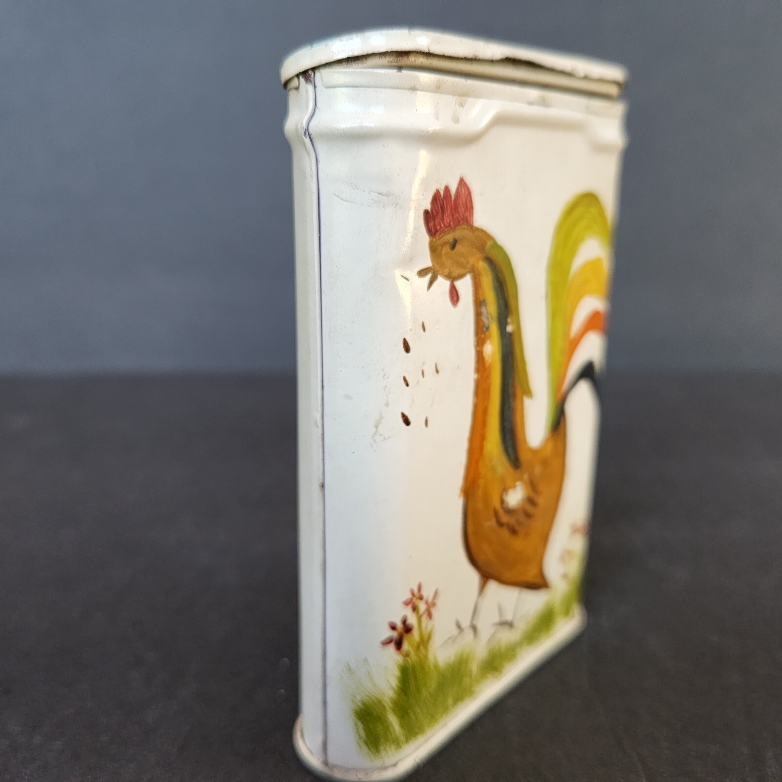 Vintage 1981 Hand Painted Rooster Chicken Velvet Tobacco Tin Pipe ...