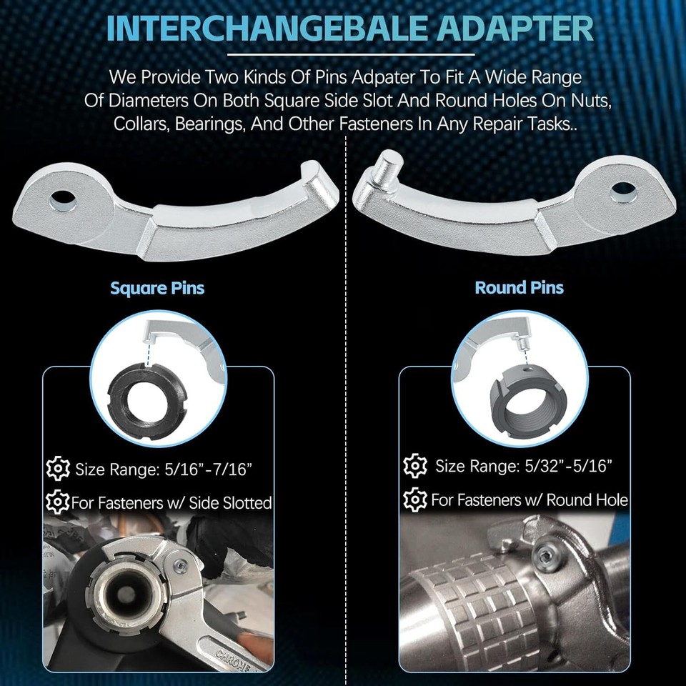 8 Pack Adjustable Pin Spanner Wrench Tool Set Coilover Hook Wrenches ...