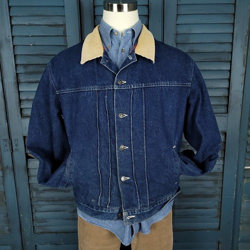 Vintage J Crew Jacket Mens Extra Large Blue Denim Jean Corduroy Trim ...