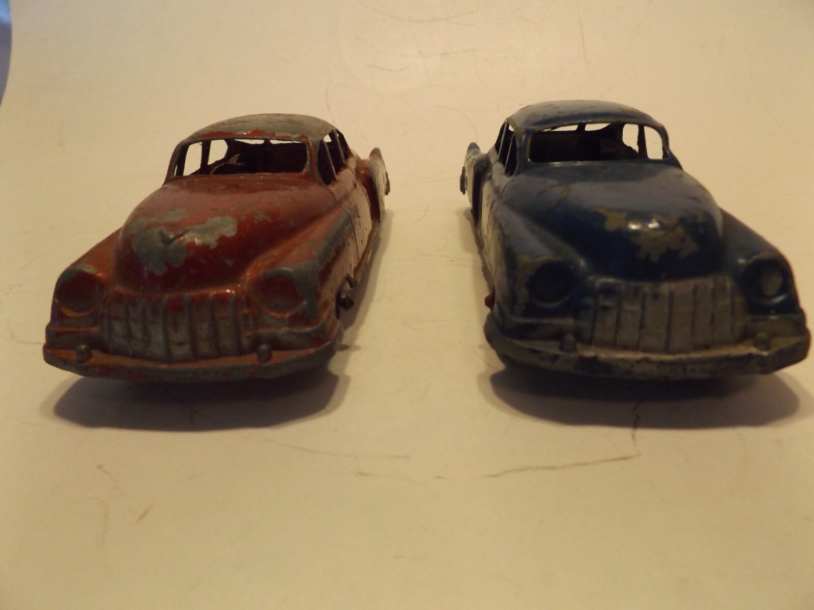 VINTAGE STRUCTO 6 INCH CARS FOR CAR CARRIER(2) ONE RED, ONE BLUE SEDAN ...