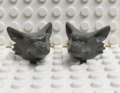 Lego Werewolf Minifig Head Dark Gray - Lot of 2 - Studios 1380 Monster ...