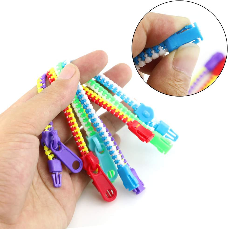 50 PCS Friendship Fidget Zipper Bracelet, Neon Colors Sensory Bracelet ...