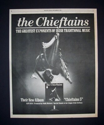 The Chieftains 'Chieftains 5' 1975 Poster Type Ad, Promo Advert | eBay