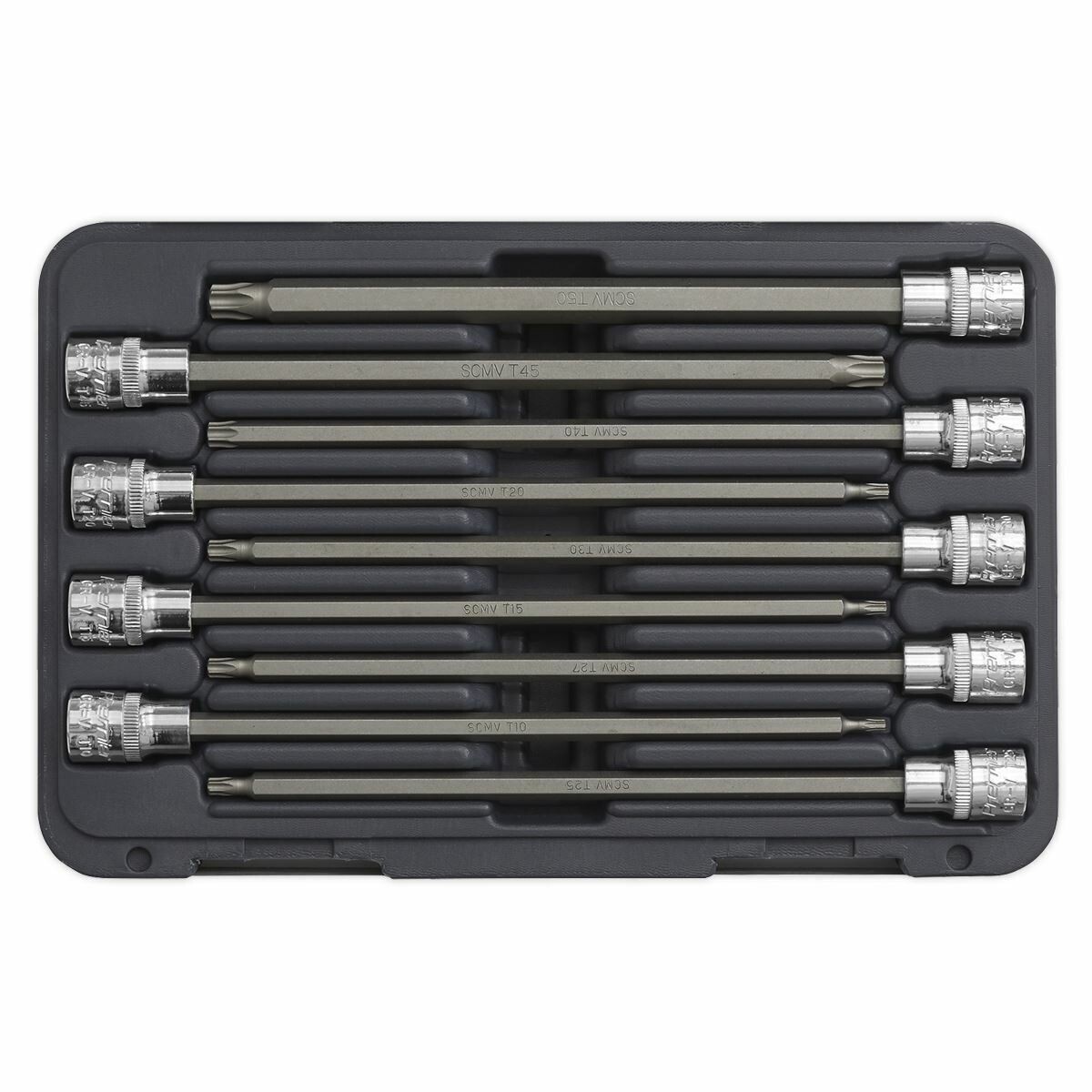 Sealey Premier 9 Piece 3/8in Drive Extra Long 200mm Torx Socket Bit Set ...