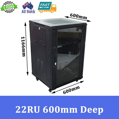 22RU 22U 19" 19 Inch 600MM DEPTH NETWORK SERVER COMMS DATA RACK CABINET ...