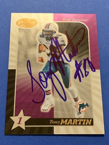 TONY MARTIN Signed 2000 Leaf #51 Miami Dolphins Falcons Chargers ...