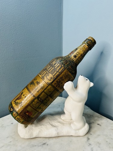 New Polar Bear White Ceramic Wine Bottle Holder Stand Rack Kitchen Bar ...