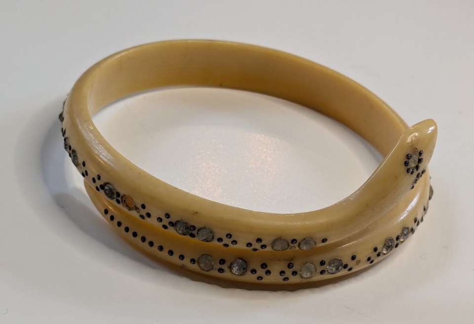 Vintage 1920s Bakelite Wraparound Flapper style Rhinestone Snake Bangle ...