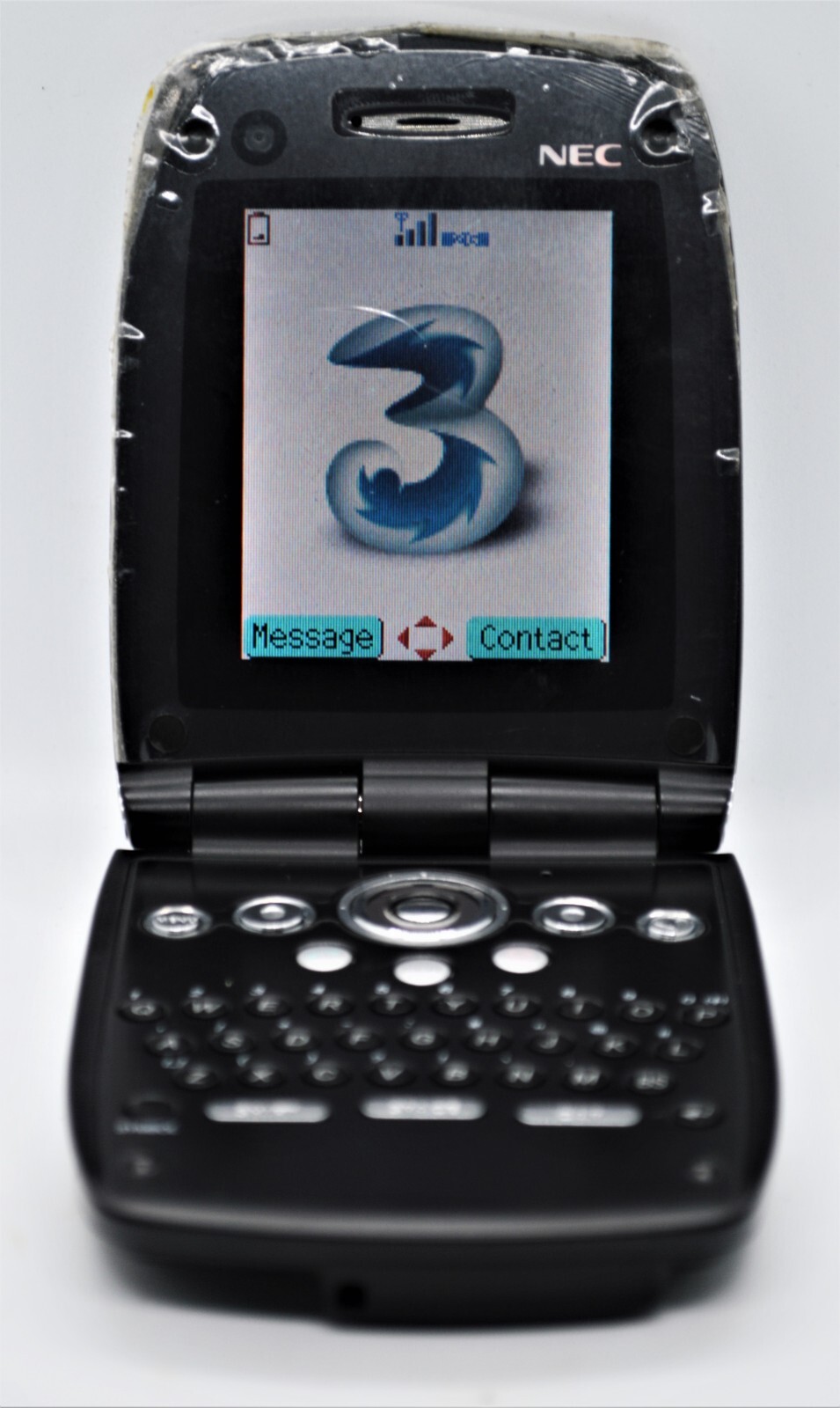 Telefono flip vintage/retro (FUNZIONANTE) NEC E808 nero 3G QWERTY raro 2003