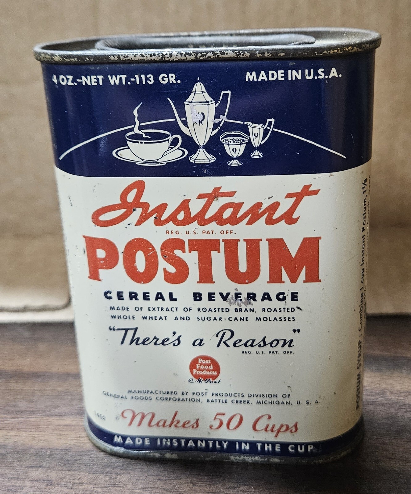 Vintage Instant POSTUM Cereal Beverage Tin-not Coffee Drink Mix | eBay