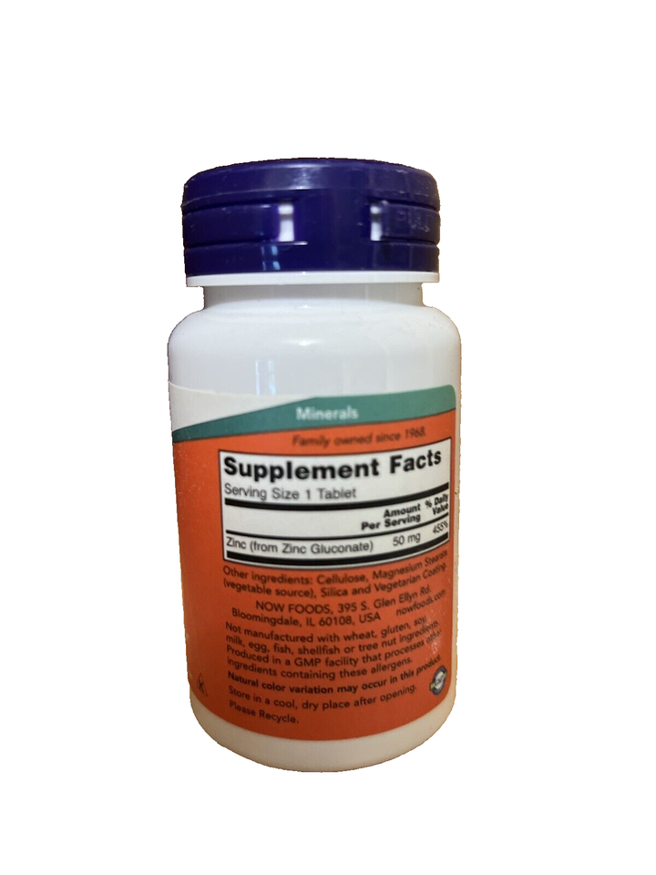 NOW Foods Zinc Gluconate 50 mg 100 Tablets Exp 3/2025 | eBay