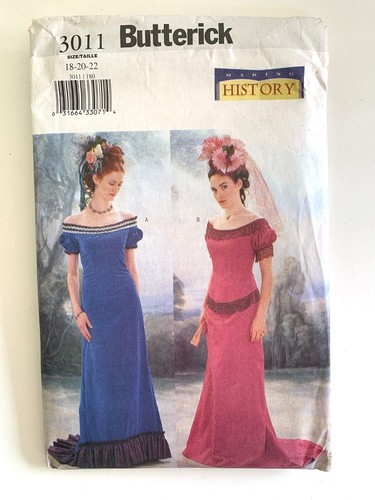 Uncut Butterick Making History VICTORIAN DRESS Pattern 3011 Sizes 18 20 ...
