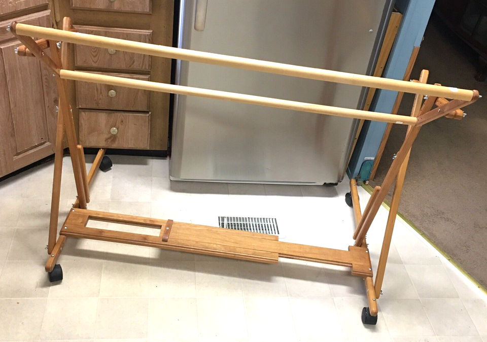 Deluxe Wood Rolling Floor Scroll Frame Needlework Quilt Embroidery ...