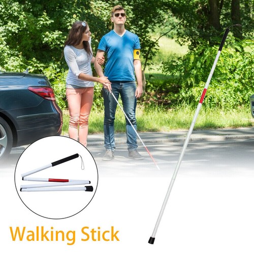 Folding Blind Cane Walking Stick with Red Reflective Tape for the Blind ...