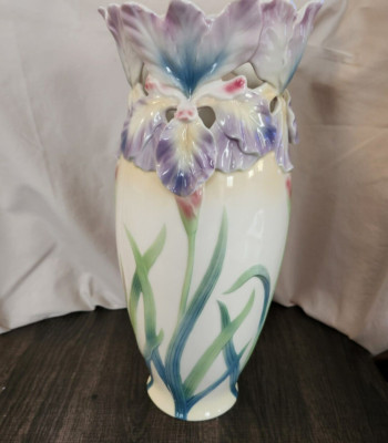 FRANZ Collection Porcelain FZ00583 IRIS Flower Vase 13" ~ signed by ...