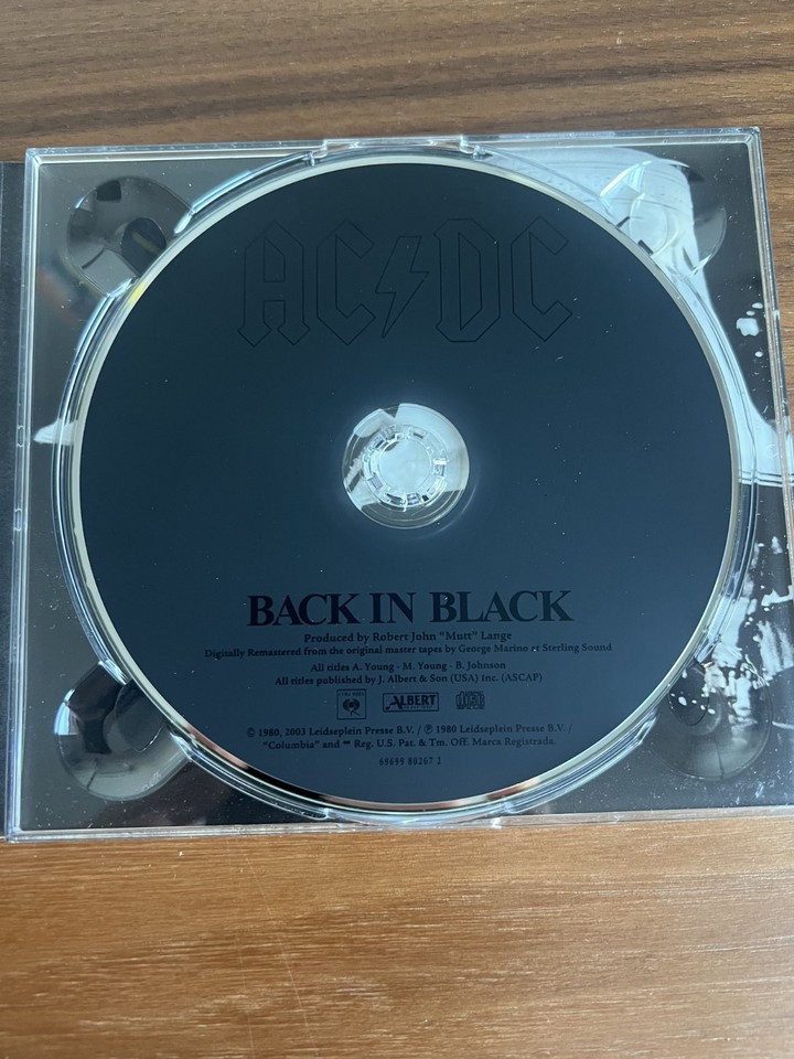ACDC Back In Black CD Signed By Entire Band Autographed Rock ...