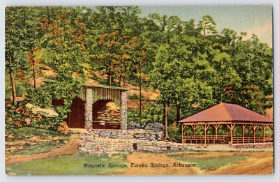 Postcard Arkansas Eureka Springs Magnetic Springs Linen Unposted A562 ...