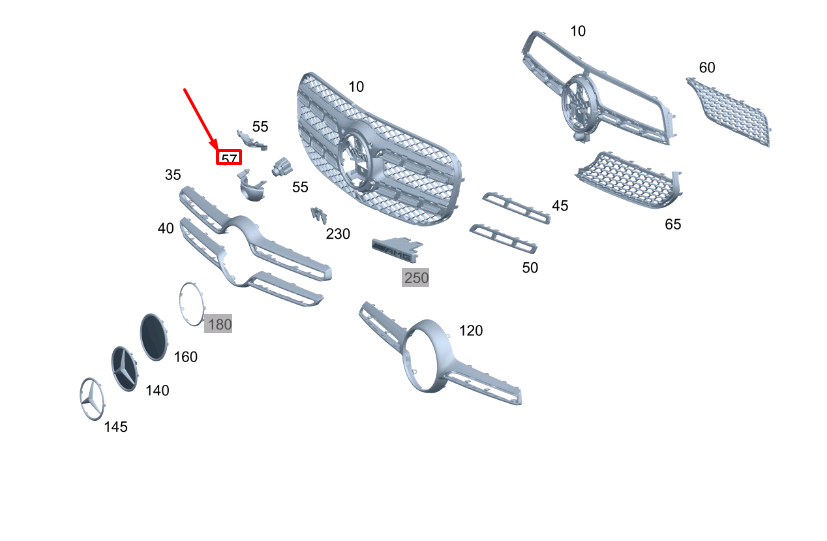 MERCEDES-BENZ GLE W167 Support caméra avant pour A1678886500 NEUF | eBay