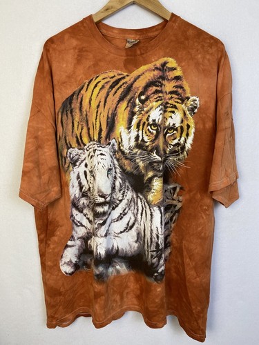 Early 2000s Jumbo Tiger Graphic Rust Orange GILDAN 2X… - Gem