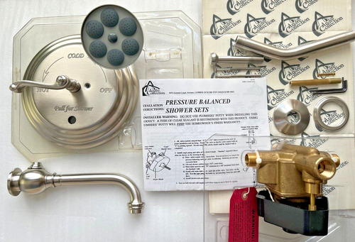 NOS Andre Collection French Country Satin Nickel Tub Shower Faucet Trim ...