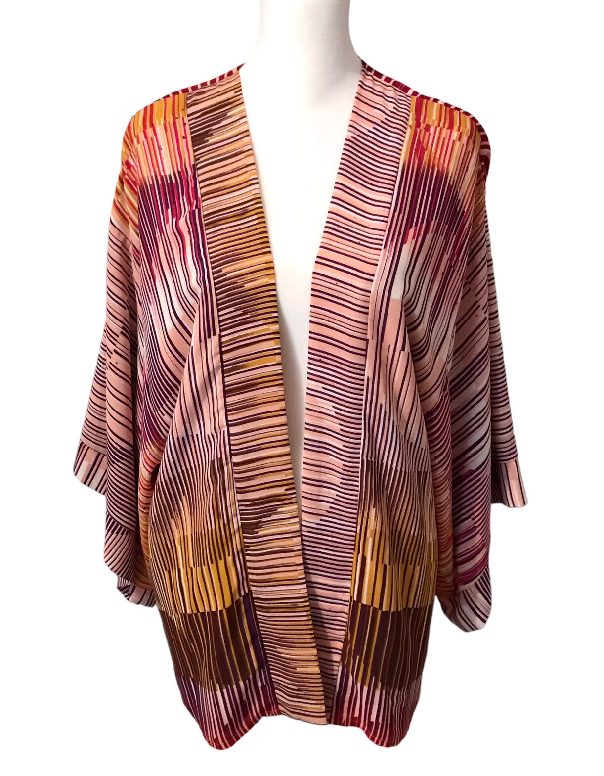 Cabi Striped Kimono Open Front Cardigan Mon Ami Open Front Women’s Sz M ...